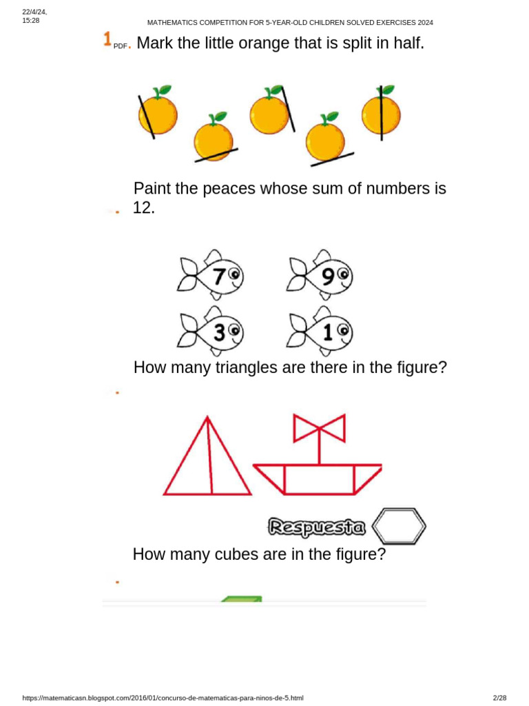 Math Contest for 5-Year-Old Children Solved Exercises 2024 PDF | PDF ... Math Contest for 5-Year-Old Children Solved Exercises 2024 PDF | PDF ...
