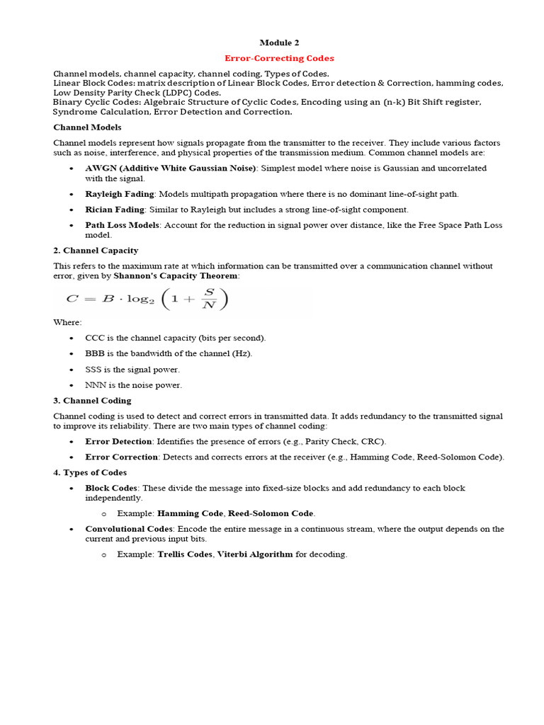 Error-Correcting Codes Overview | PDF | Low Density Parity Check Code | Error Detection And ...