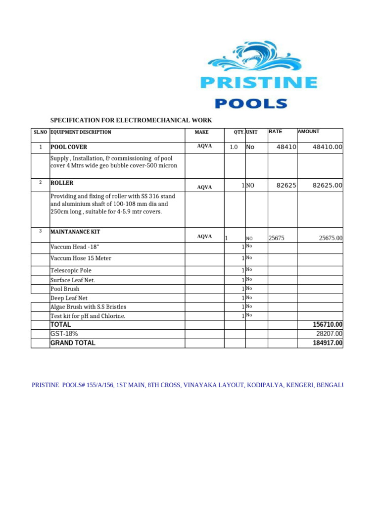 Pool Cover Installation Proposal | PDF