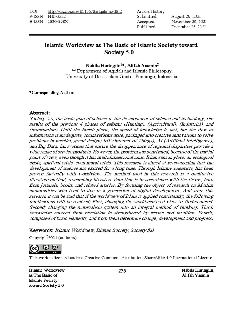 7 Islamic Worldview As The Basic of Islamic Society Toward | PDF ...