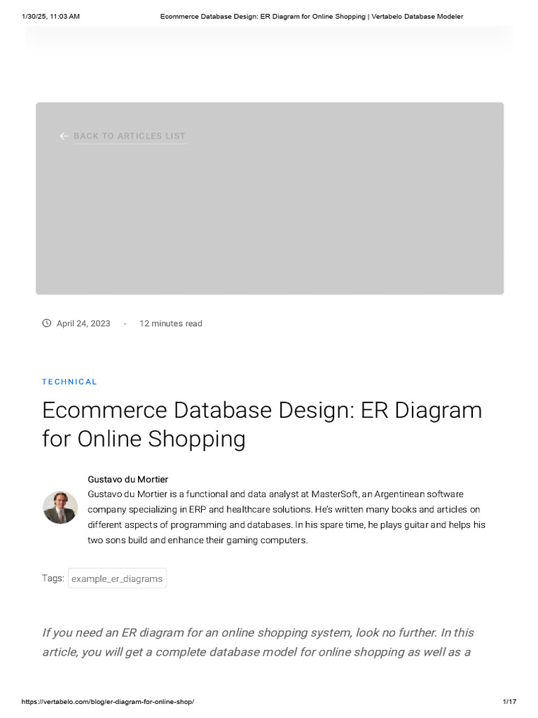 Ecommerce Database Design - ER Diagram For Online Shopping - Vertabelo ...