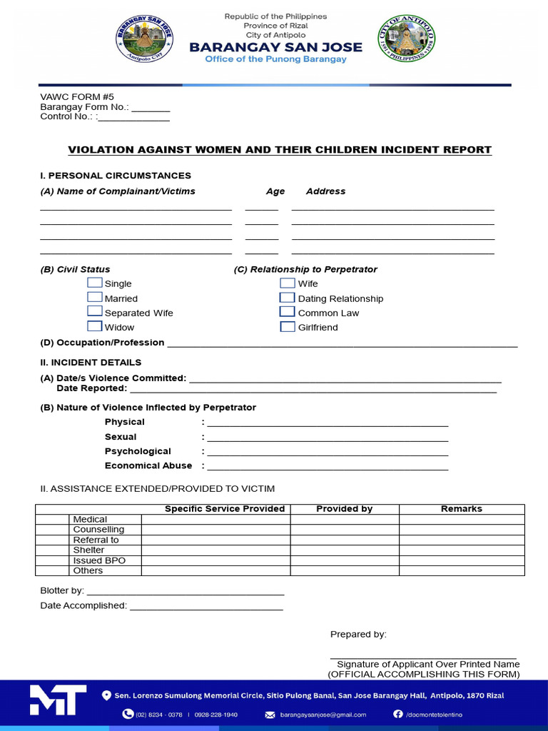 VAWC Incident Report Template | PDF