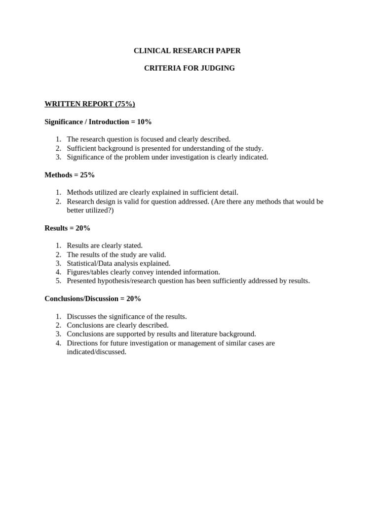 Judging Criteria RESEARCH PAPER WRITTEN | PDF