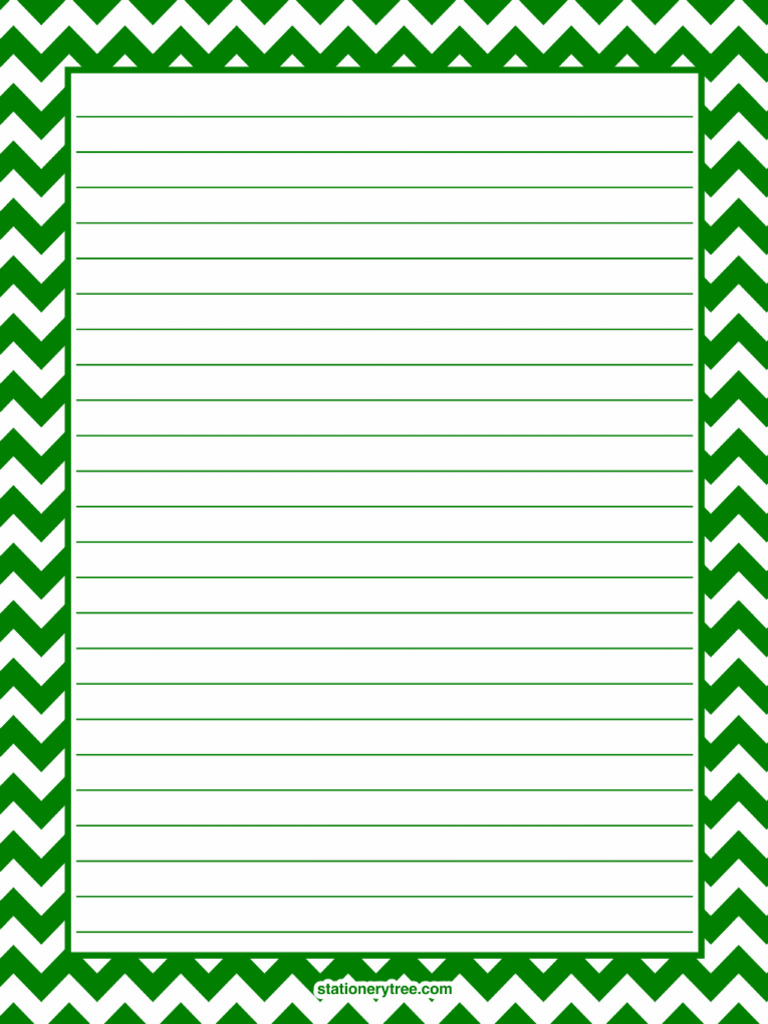 Green Chevron Stationery Lined | PDF