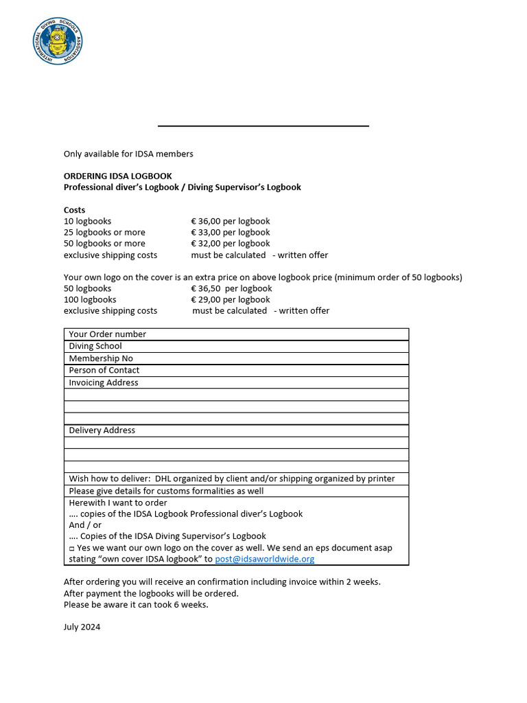 IDSA-Logbook-order-form-July-2024 | PDF