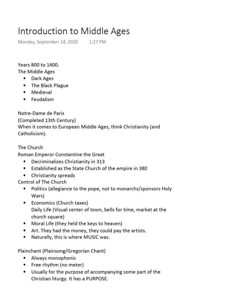 Music Appreciation - Middle Ages To Renaissance (Notes) | PDF ...
