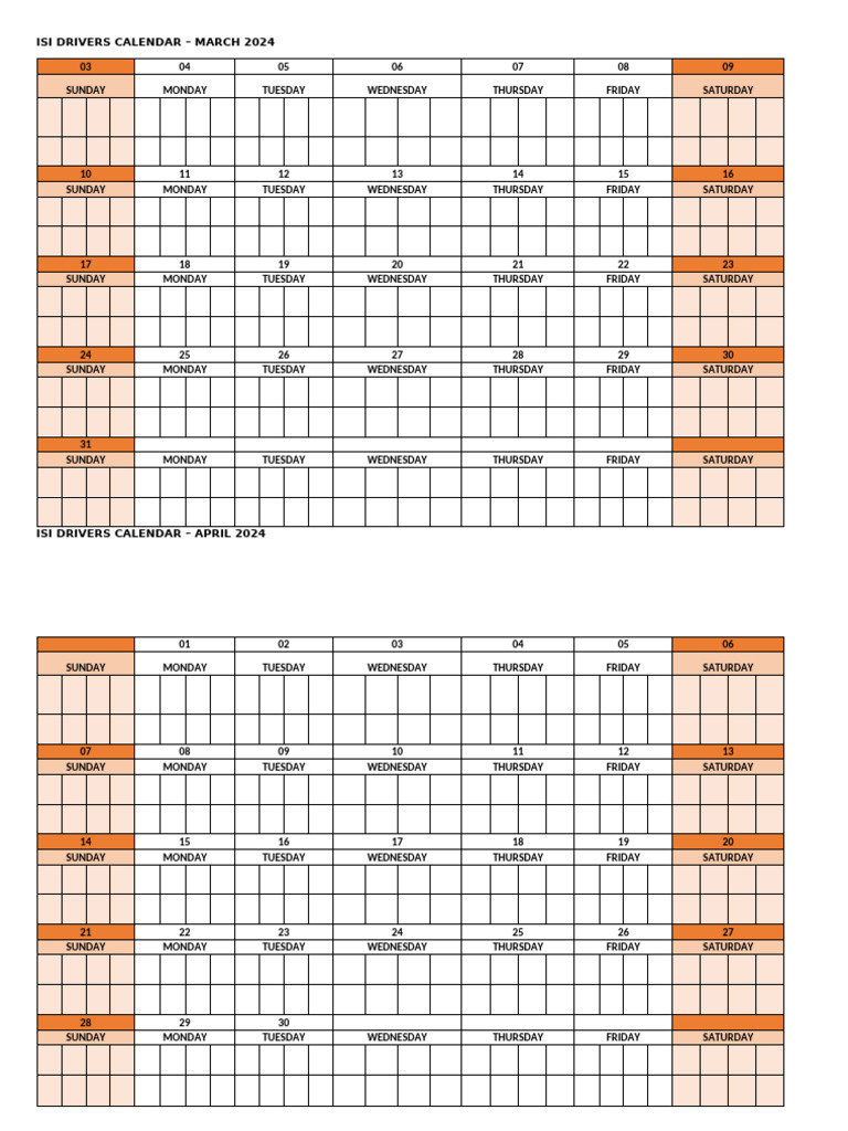 Isi Drivers Calendar | PDF