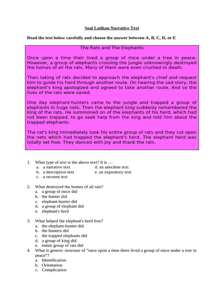 Soal Latihan Narrative Text | PDF