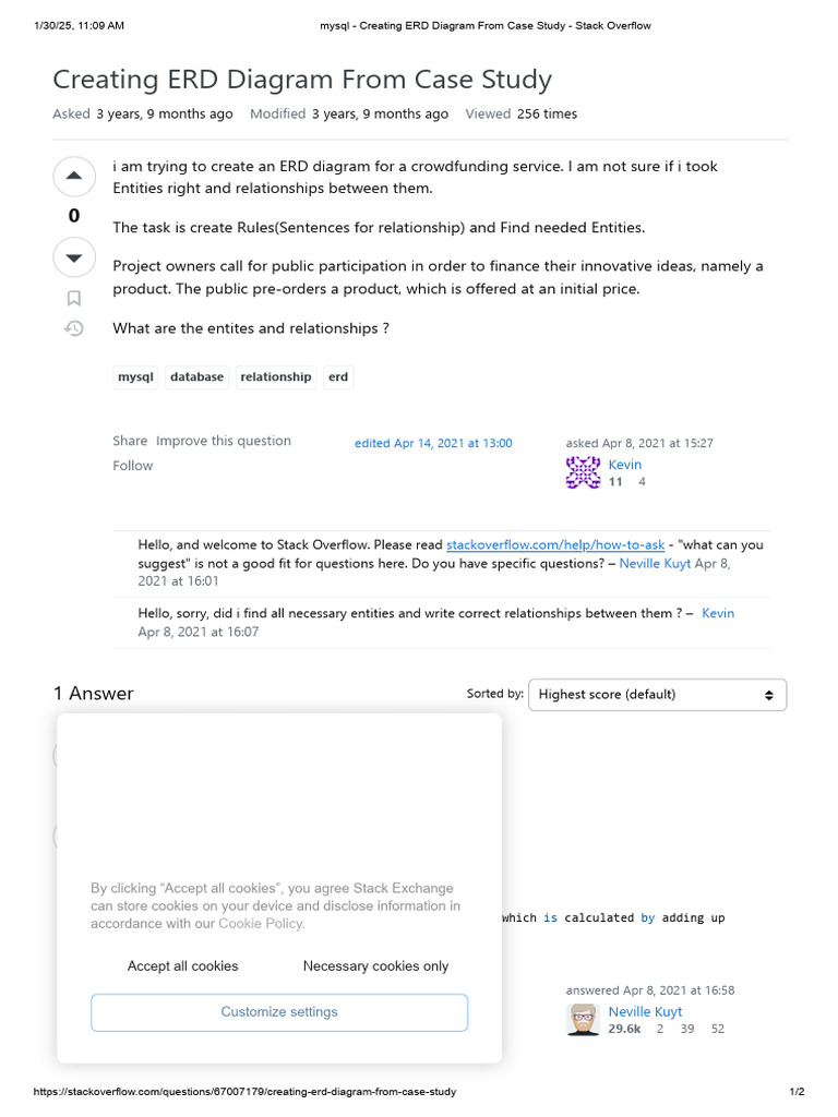 Mysql - Creating ERD Diagram From Case Study - Stack Overflow | PDF ...
