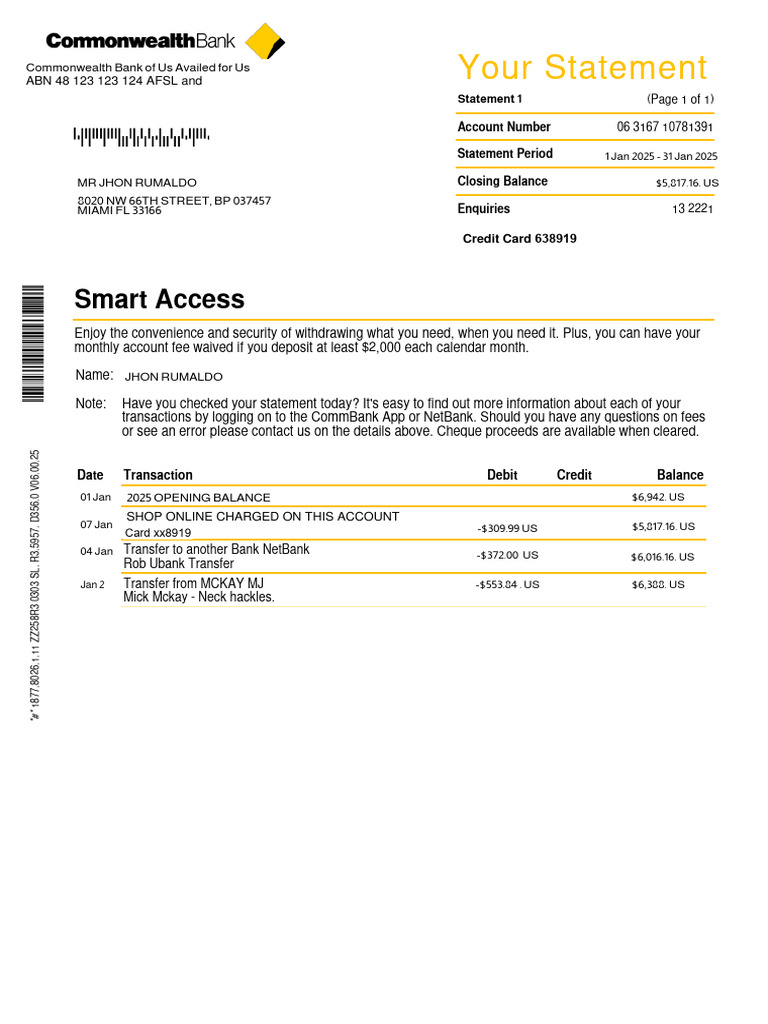 Your Statement: Smart Access | PDF