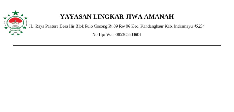 KOP SURAT YAYASAN LINGKAR JIWA AMANAH | PDF KOP SURAT YAYASAN LINGKAR JIWA AMANAH | PDF