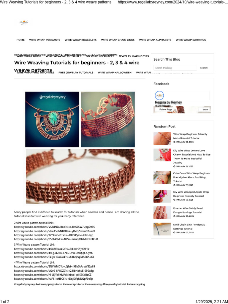 Wire Weaving Tutorials Shorts For Beginners - 2, 3 & 4 Wire Weave Patterns | PDF