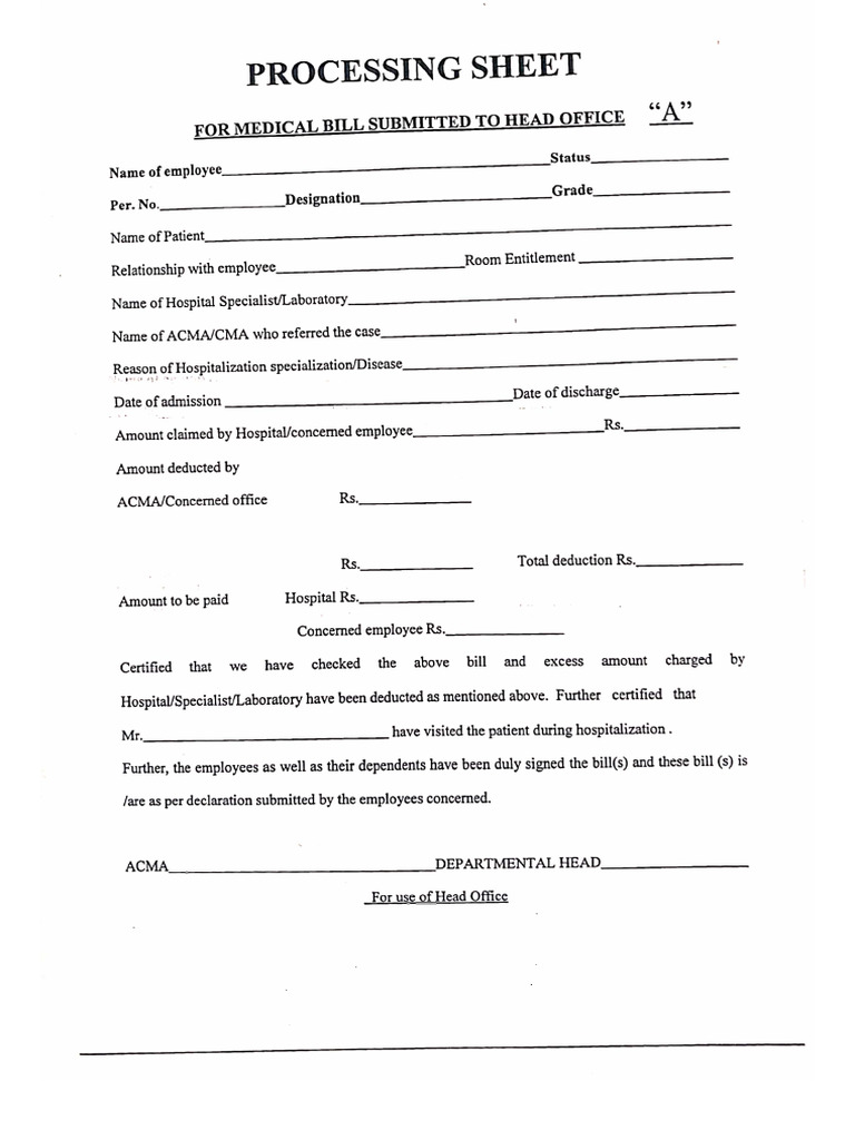 Medical Process Sheet | PDF