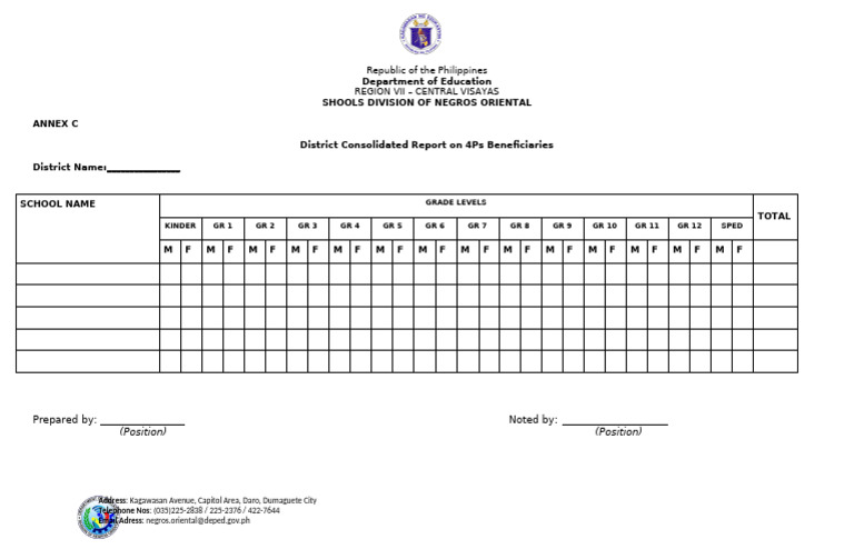 Annex C_ District Consolidated Report on 4Ps Beneficiaries | PDF