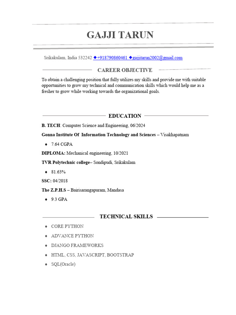 Tharun Resume | PDF
