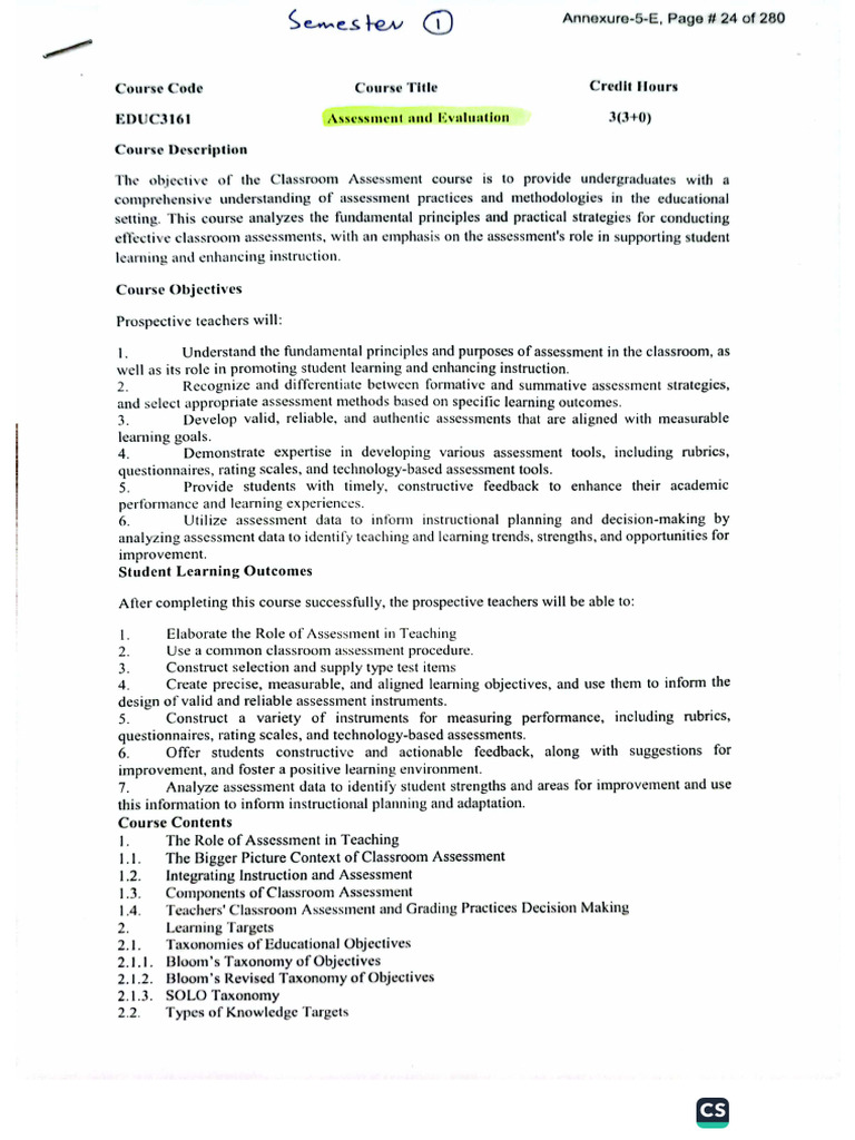 Assessment and Evaluation | PDF