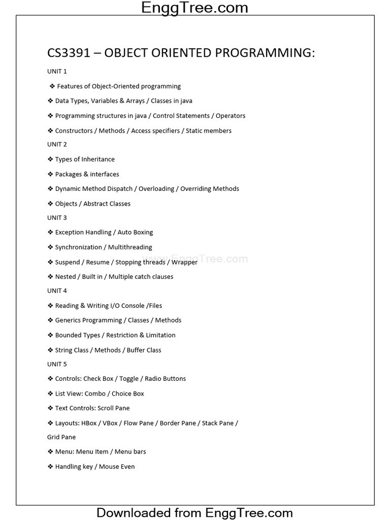 CS3391 Object Oriented Programming Question Bank 2 | PDF