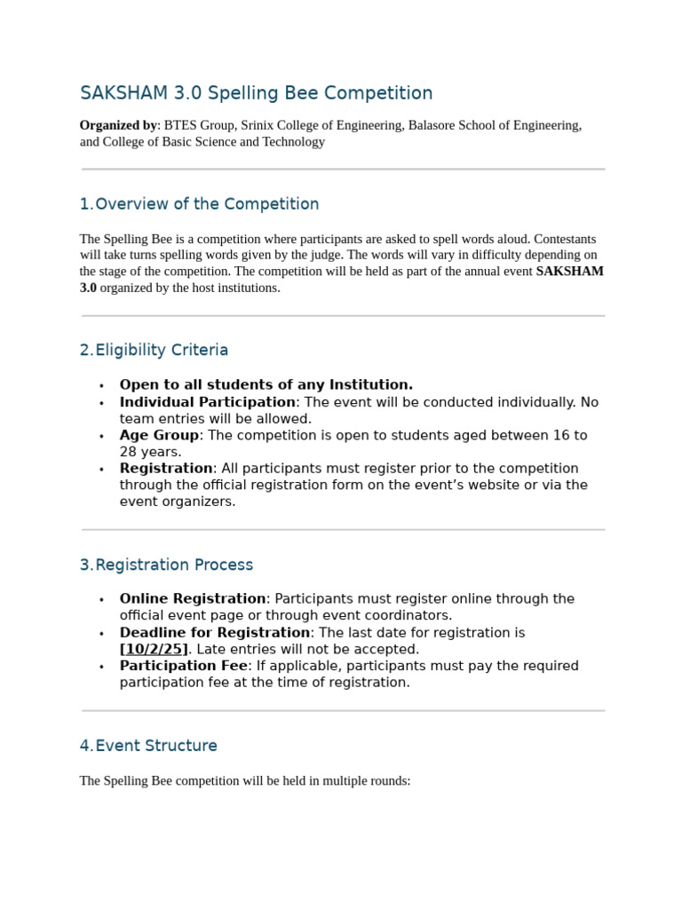 Spelling Bee Pdf Orthography Spelling