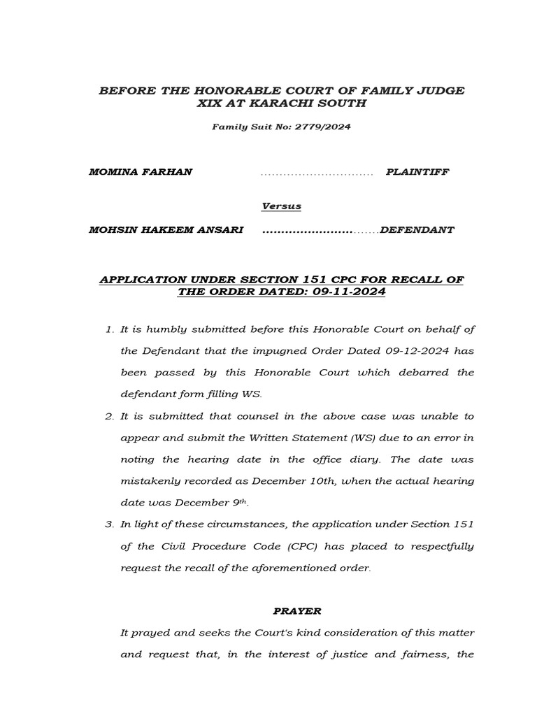 Application For Recall of Order To Debarr From Filling WS | PDF | Separation Of Powers | Legal ...