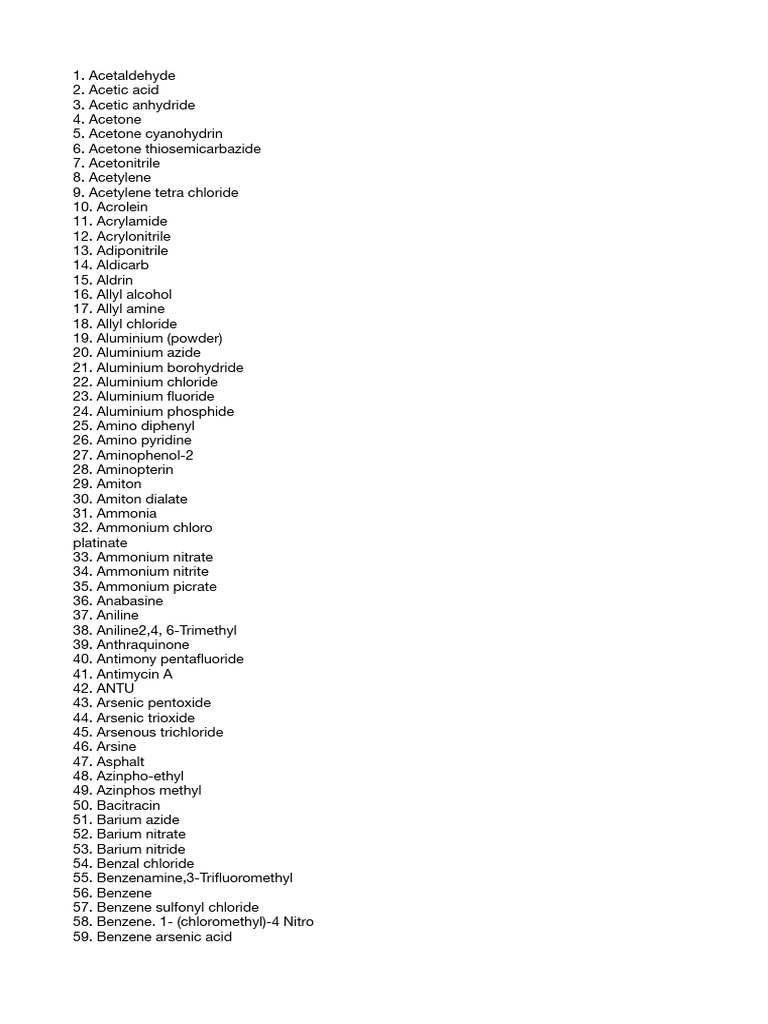 Chemical Compounds List and Properties | PDF | Chlorine | Ether