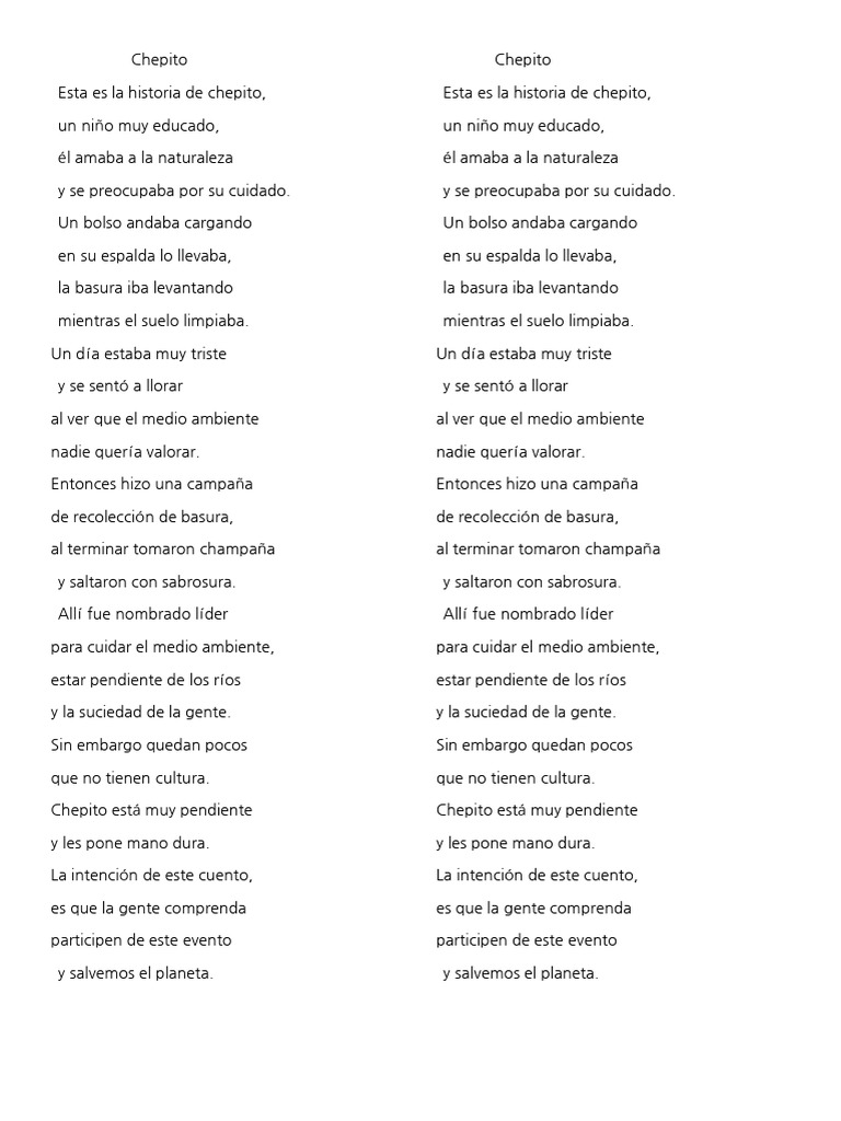 Chepito: Héroe del Medio Ambiente | PDF