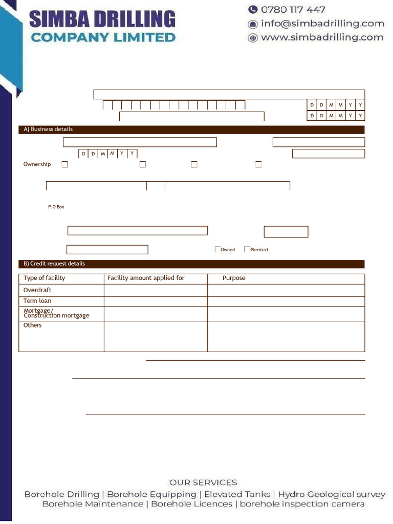 SME Credit Facility Application Form | PDF | Banks | Business