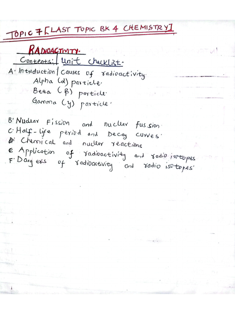 Chapter 7 - Radioactivity. Eric Otieno | PDF