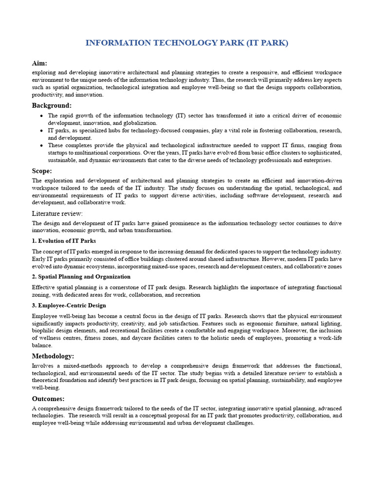 Information Technology Park | PDF | Sustainability | Innovation