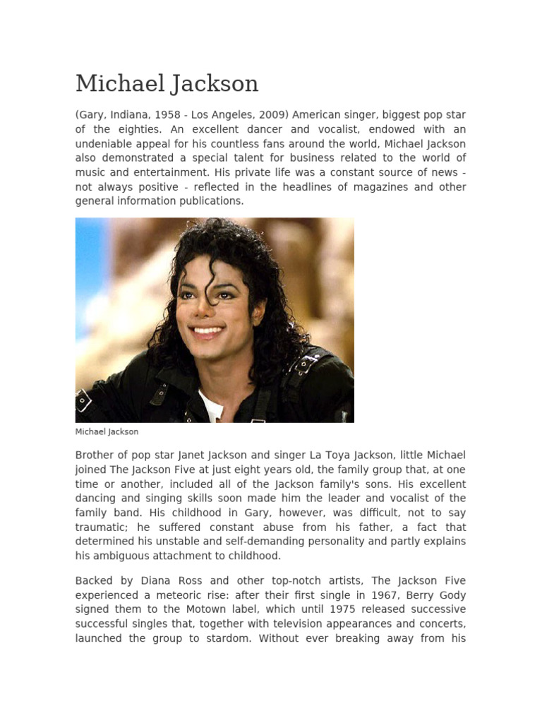 Michael Jackson Biography | PDF | Michael Jackson