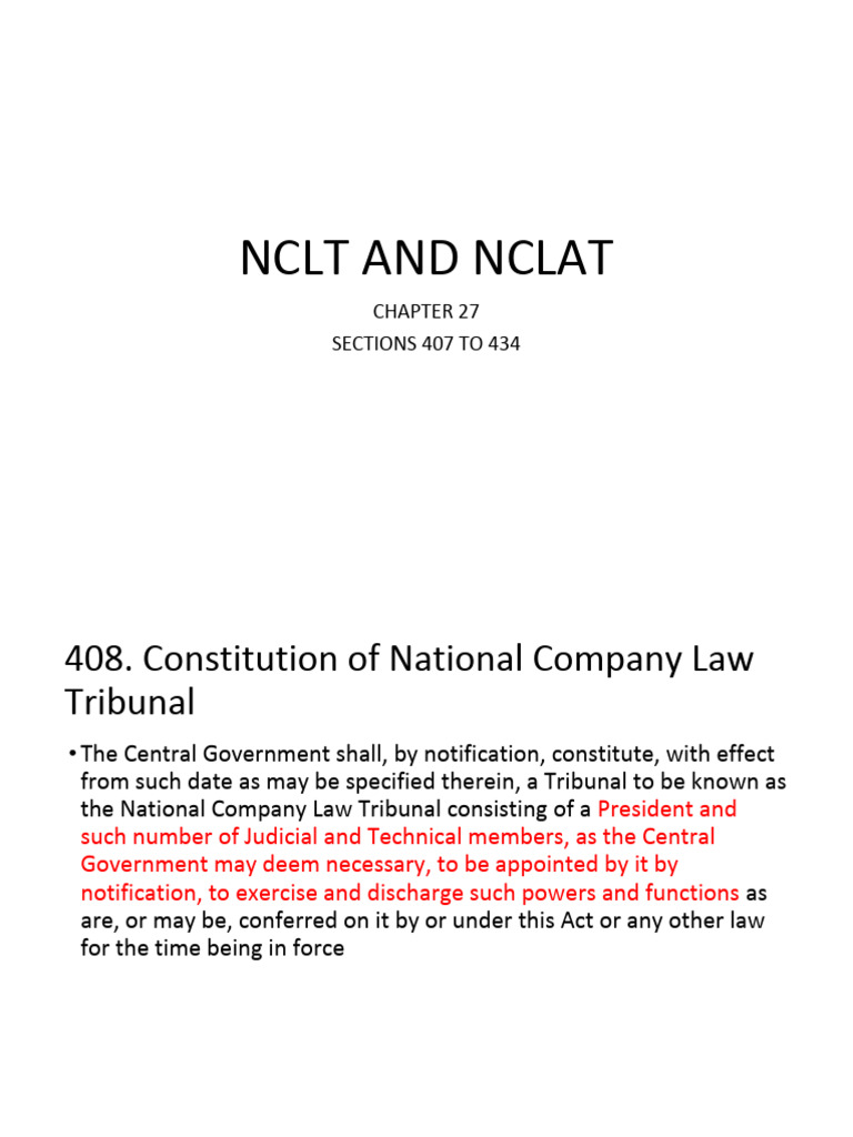 NCLT and NCLAT Structure and Functions | PDF | Mens Rea | Crimes
