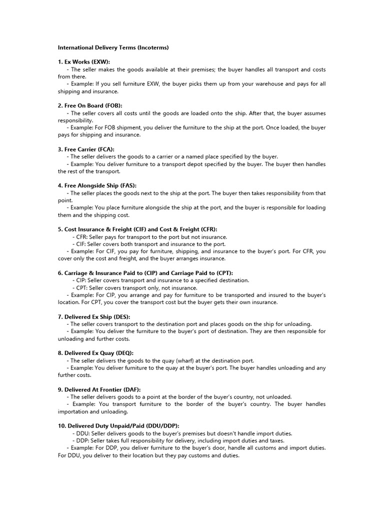 International Delivery Terms | PDF | Freight Transport | International ...
