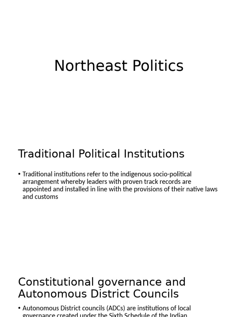 Traditional Political Institutions in NE India | PDF | Government