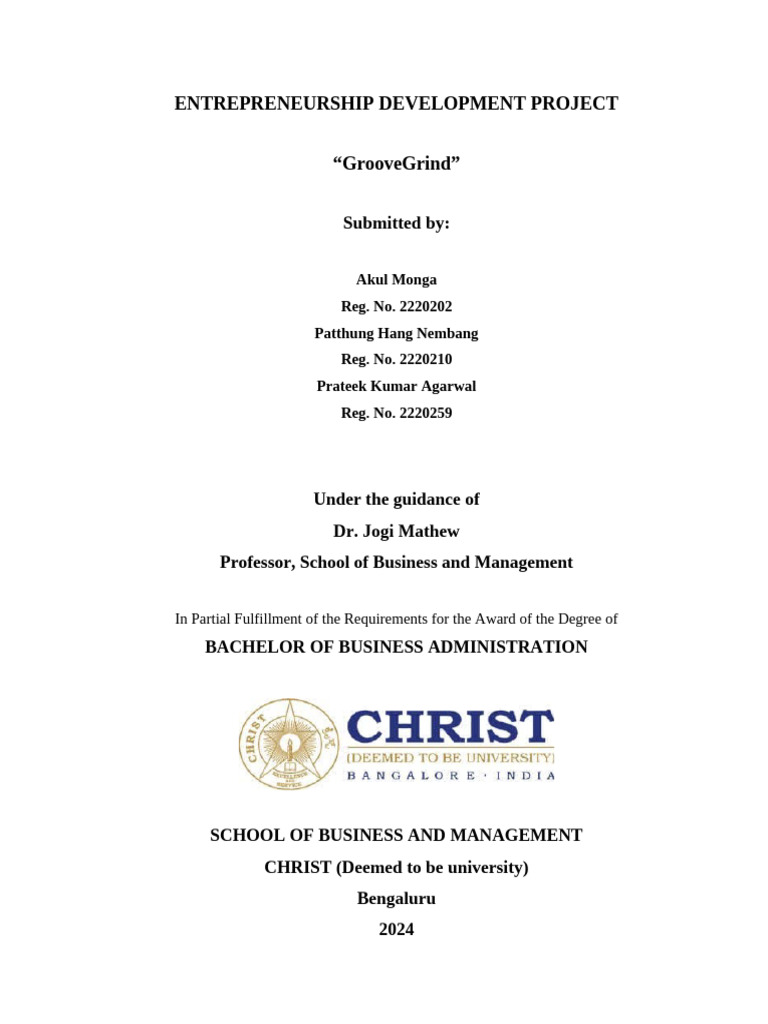 Entrepreneurship Development Project | PDF | Income Statement | Business