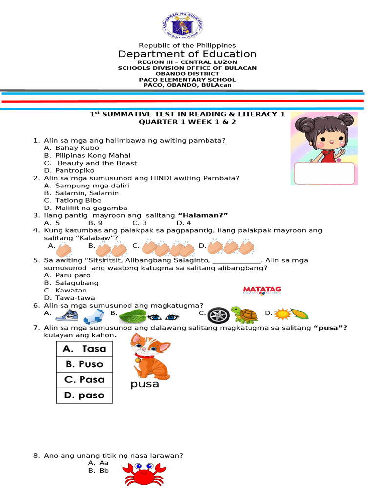 Q1 Summative Week 1 2 RL | PDF