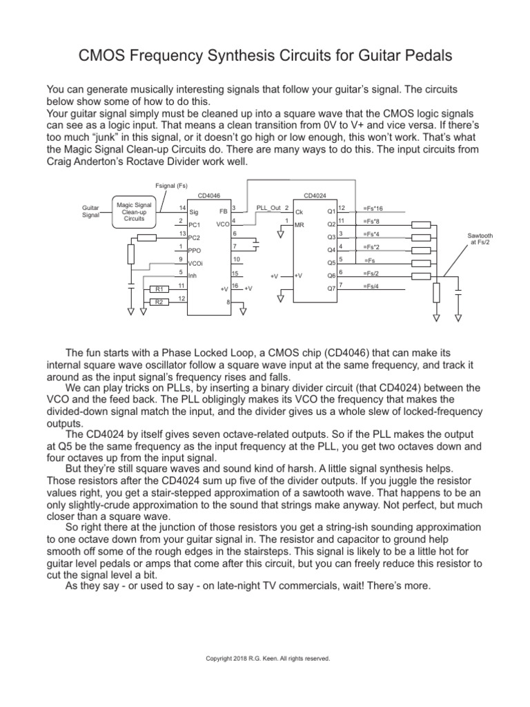 CMOS Frequency Synthesis Circuits For Guitar Pedals | PDF | Electronic ...