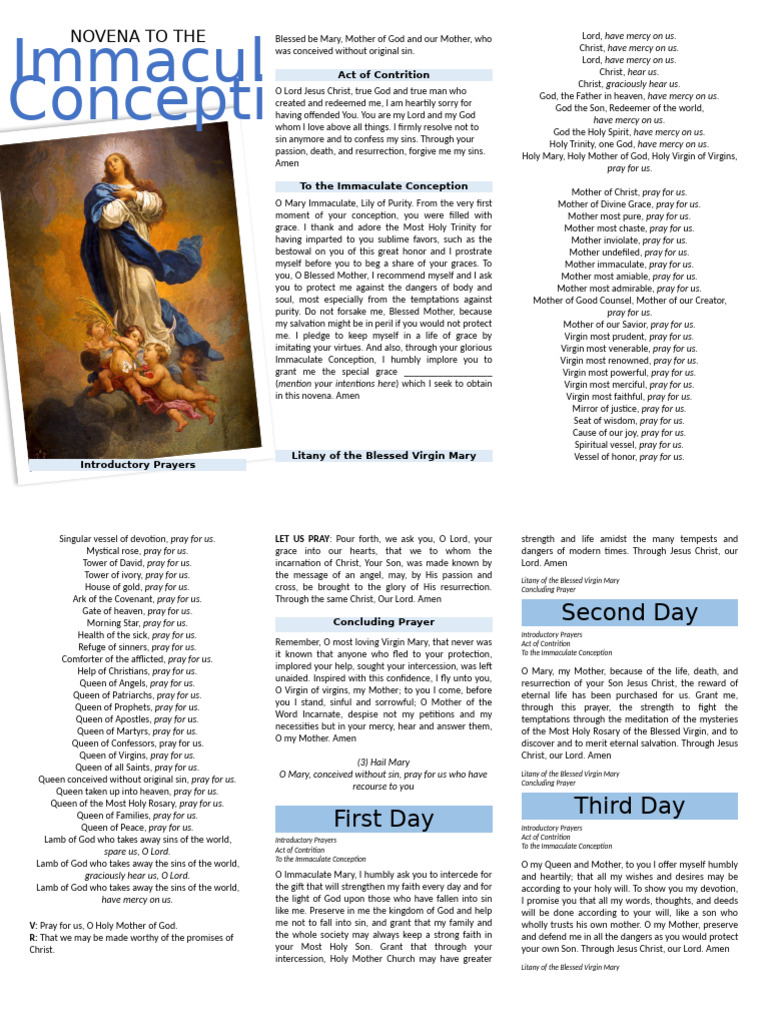 Novena To The Immaculate Conception | PDF | Mary, Mother Of Jesus | Prayer