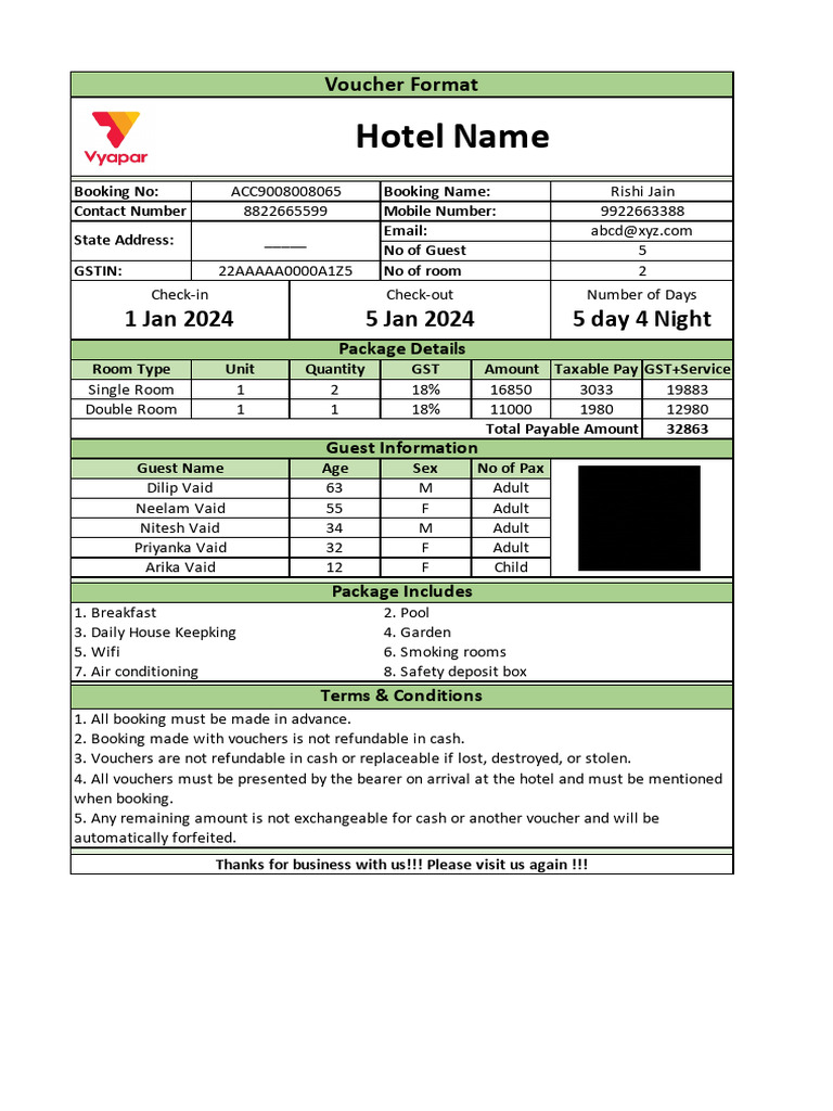 Hotel Voucher Format 01 | PDF