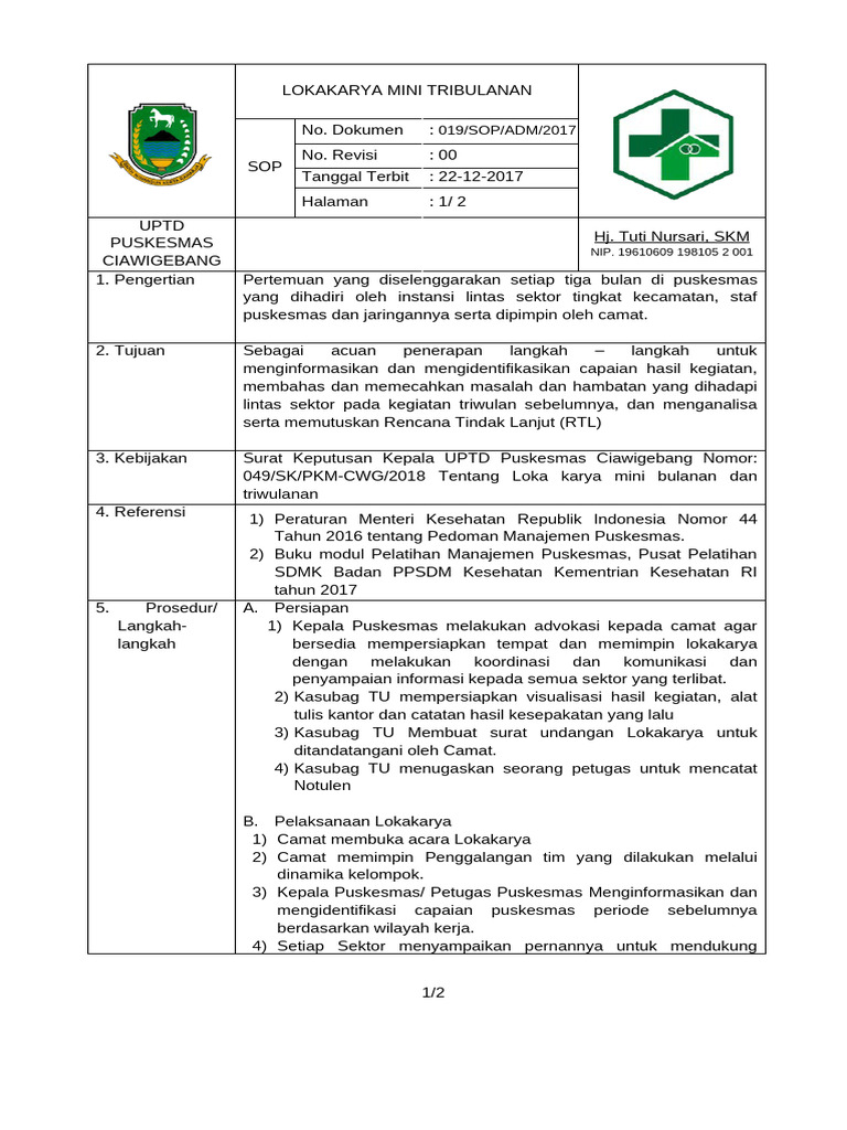 sop loka karya triwulanan | PDF