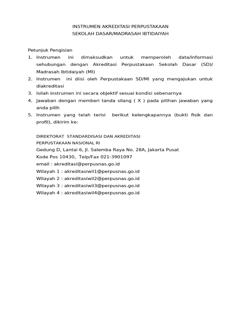 Instrumen Akreditasi SD MI | PDF