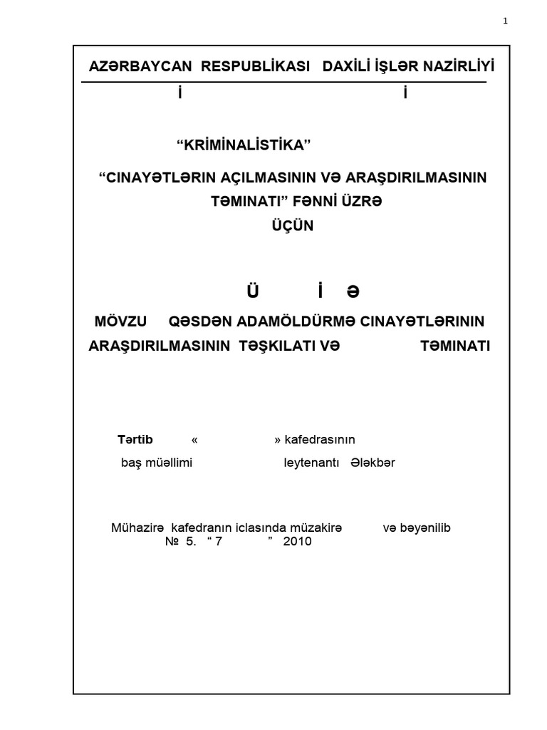 544 Movzu 2. Qesden Adamoldurme Cinayetin Arashdirilmasi | PDF