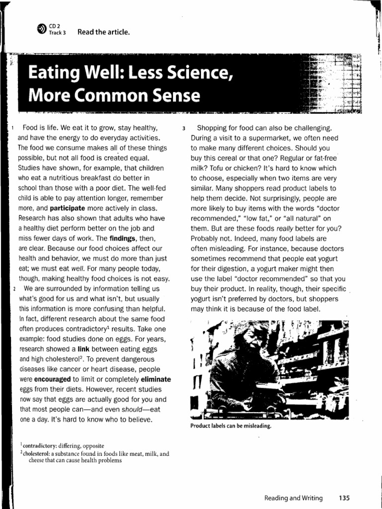 Eating Well - Less Science, More Common Sense | PDF