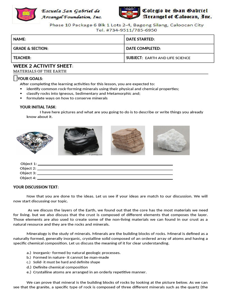 Earth Materials: Rocks and Minerals Guide | PDF | Rock (Geology ...