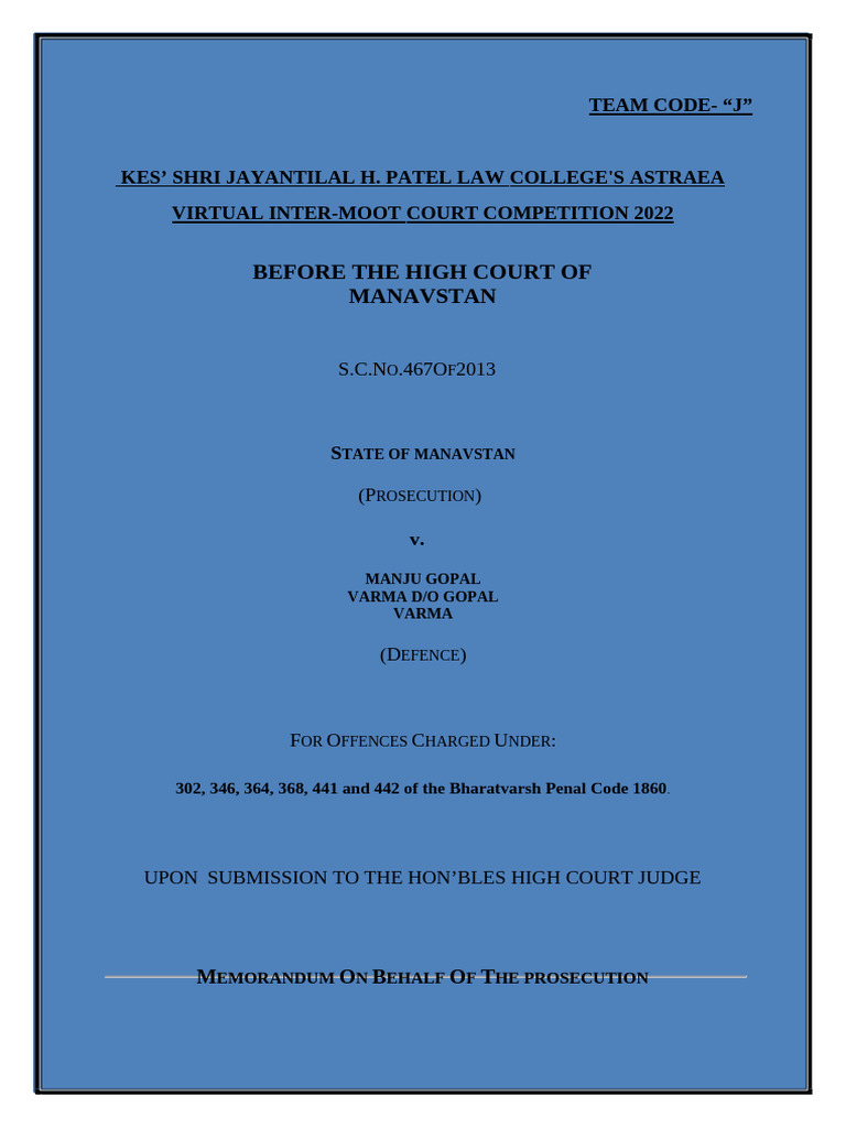 Memorial For Prosecution (4) 860 | PDF | Insanity Defense | Crimes