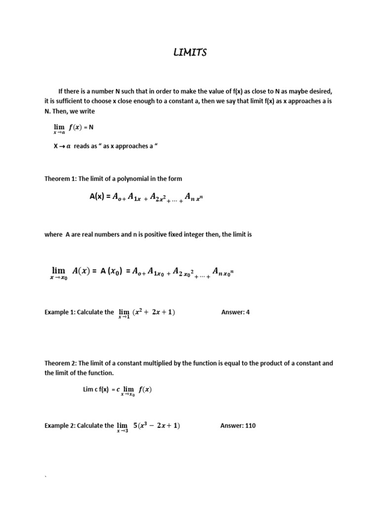 Limits | PDF | Summation | Function (Mathematics)