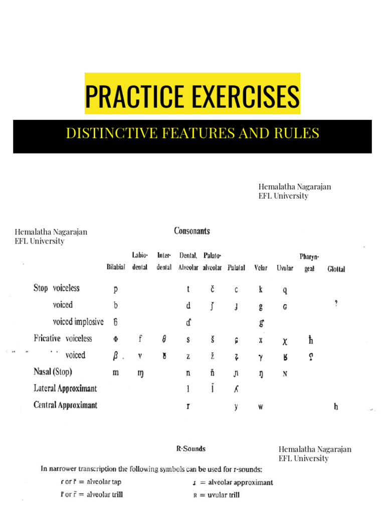 Practice Exercises on Distinctive Features | PDF