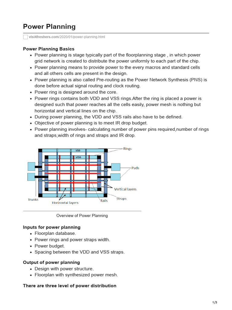 Power Planning in VLSI Design | PDF | Integrated Circuit | Voltage