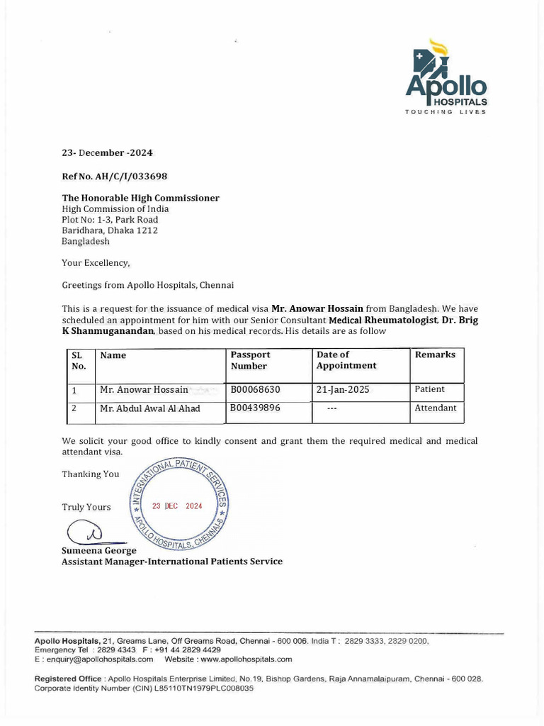 Apollo Hospital Appointment Request | PDF