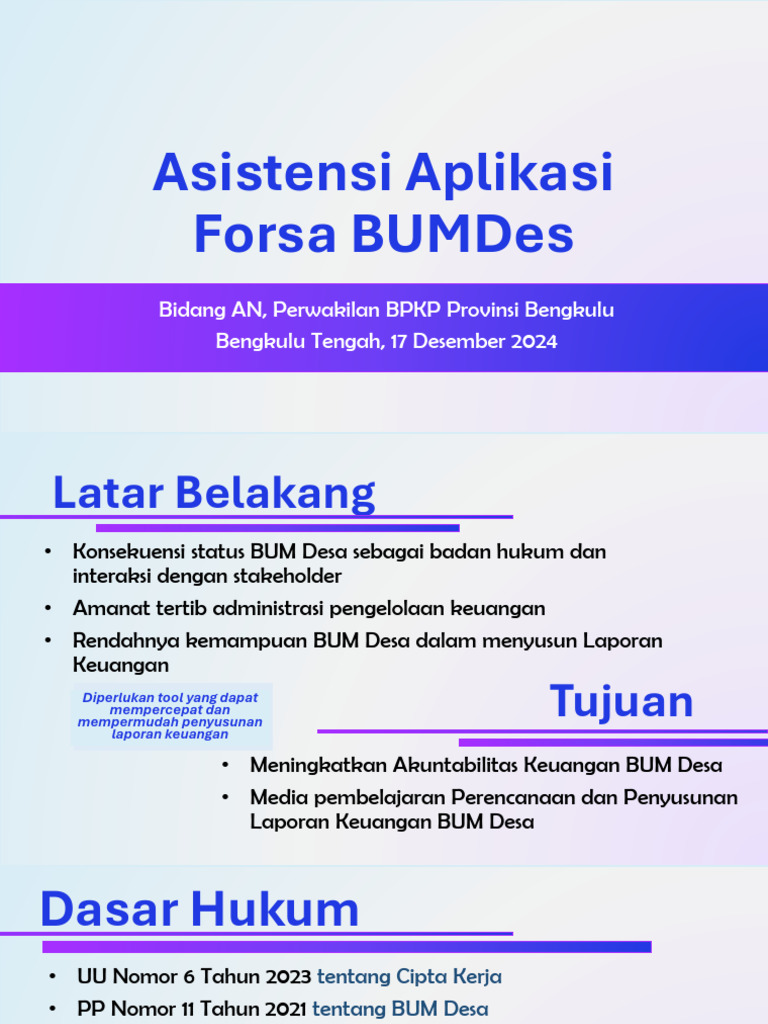 Panduan Aplikasi FORSA BUMDes | PDF