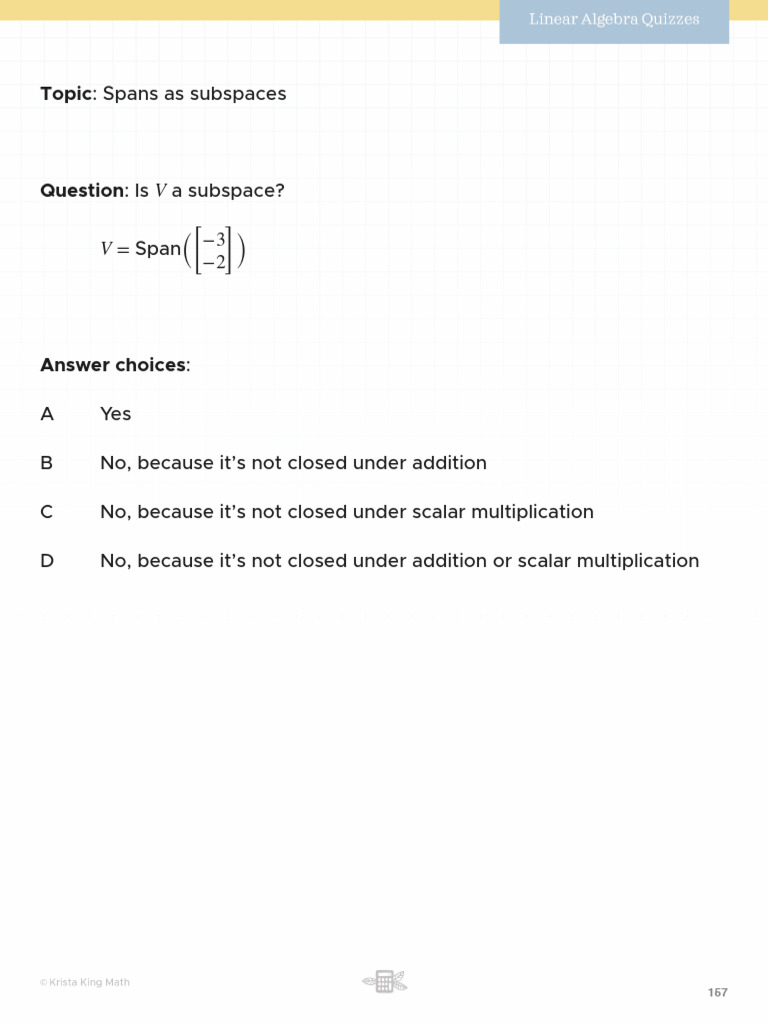 Spans+as+Subspaces | PDF | Linear Subspace | Vector Space