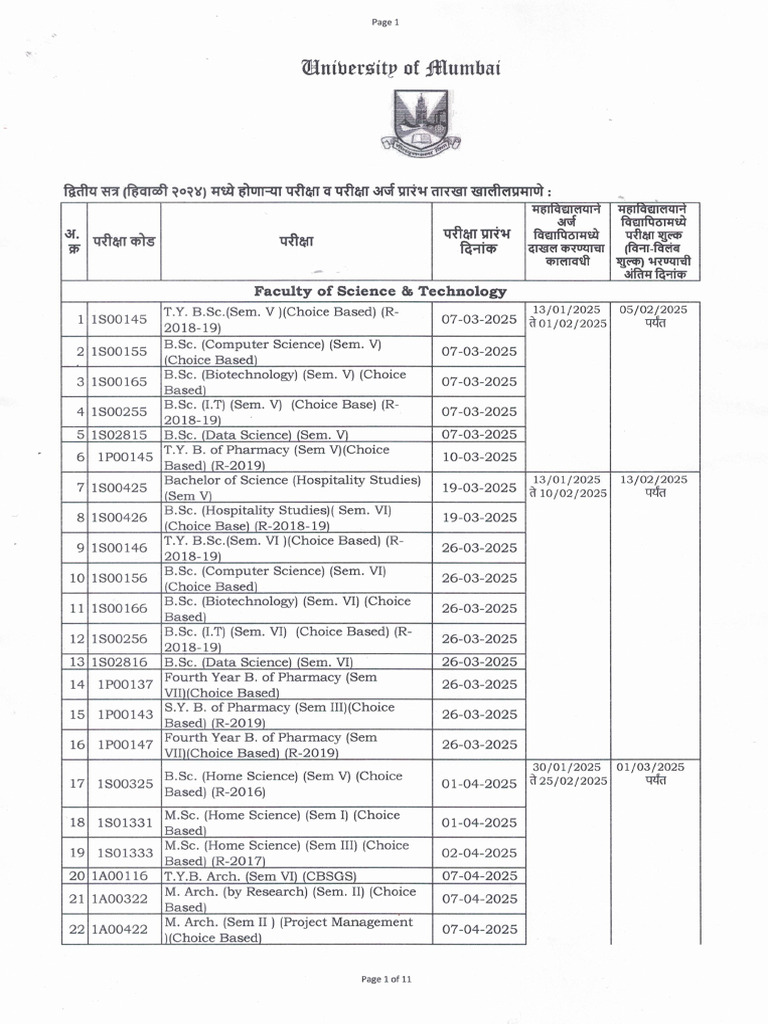 Exam Form Date Circular | PDF